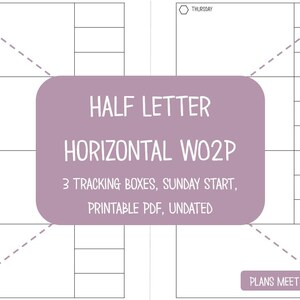 PRINTABLE Weekly Planner Insert, Half Letter Horizontal Week on 2 Pages ...