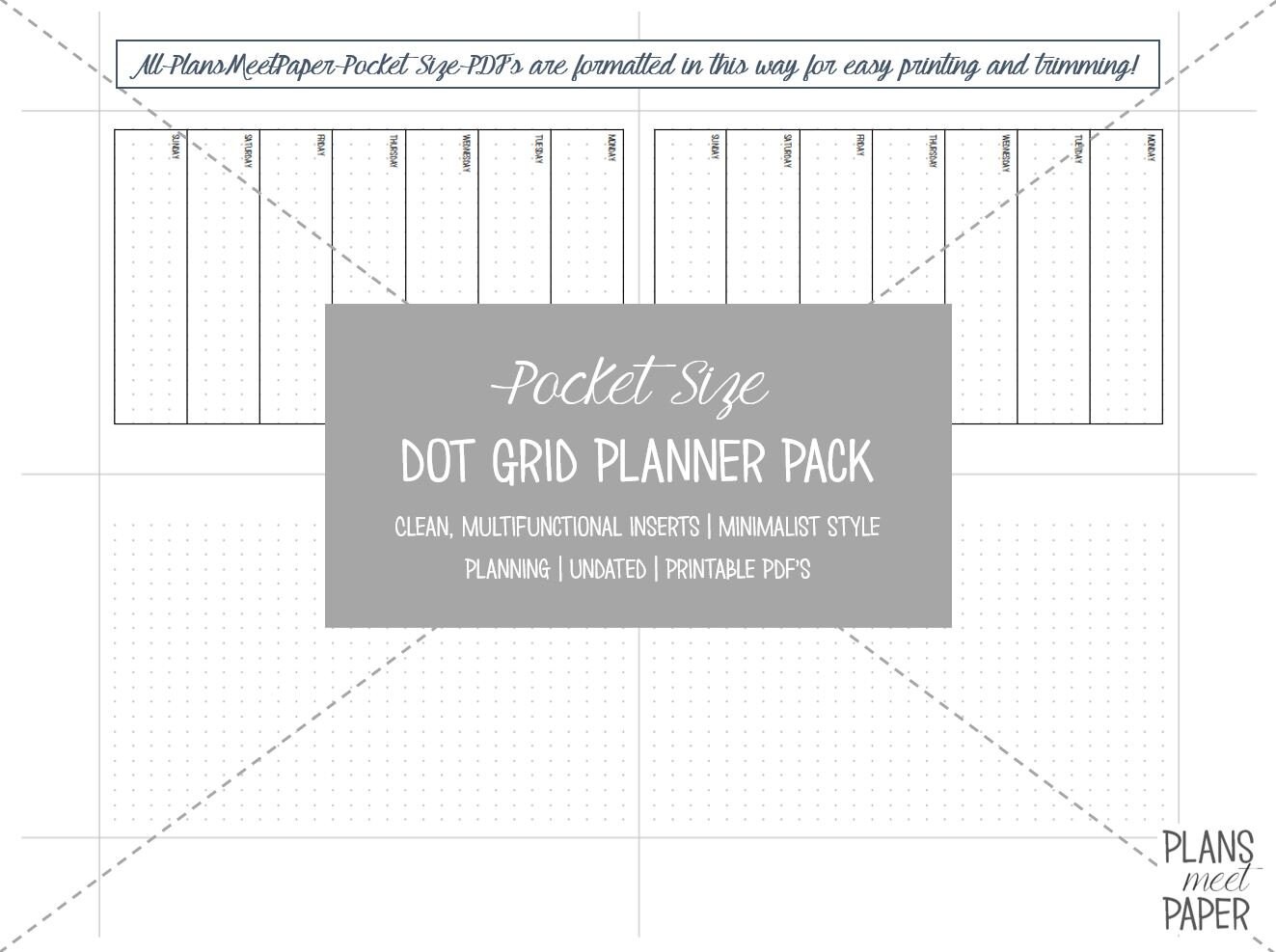 PRINTABLE Pocket Size Dot Grid Planner Insert Pack Clean ...