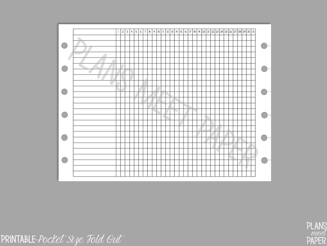 PRINTABLE Pocket Size Fold Out Monthly Habit Tracker, 31 Day Tracker ...