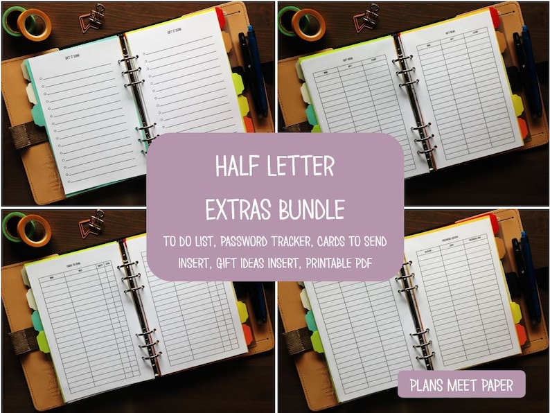 PRINTABLE Half Letter Extras Bundle, to Do List, Password Tracker ...