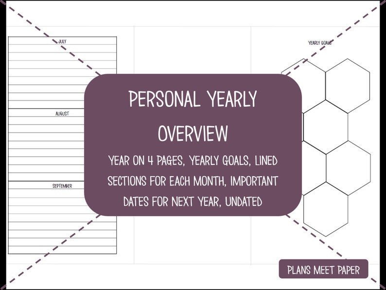 PRINTABLE Personal Yearly Overview, Undated - Etsy