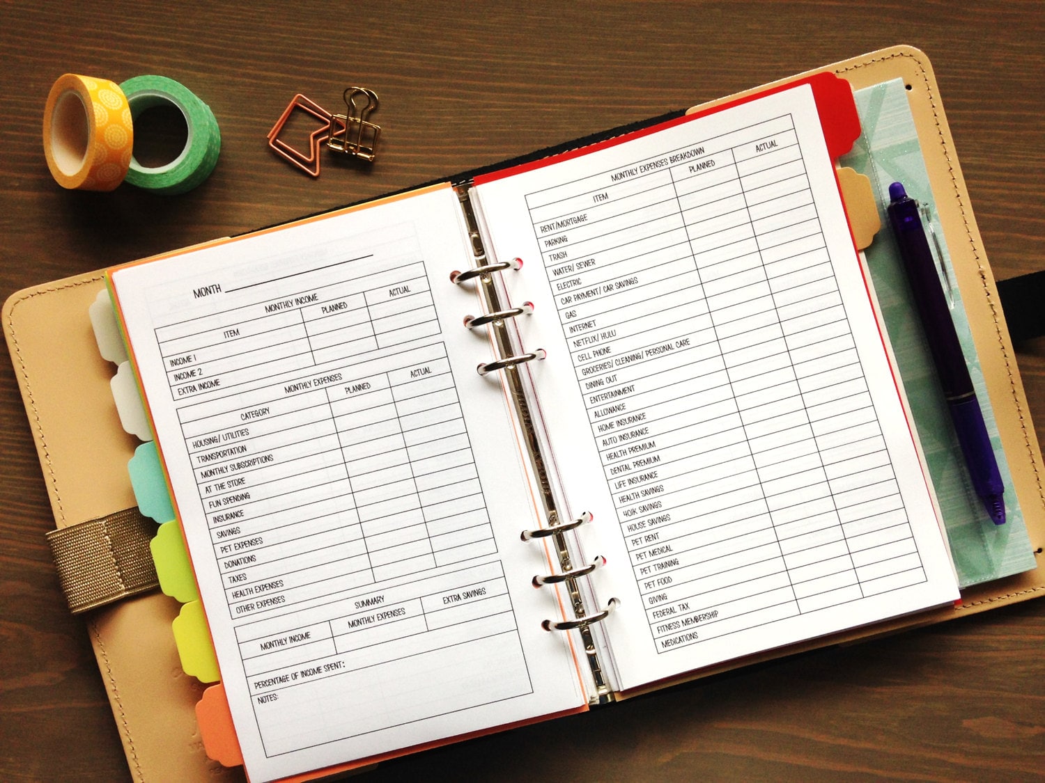 PRINTABLE Half Letter Monthly Budget - Etsy