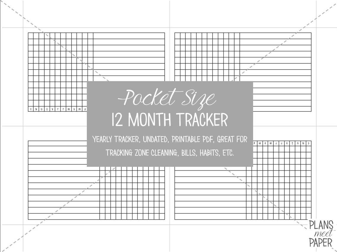 PRINTABLE Pocket Size 12 Month Tracker Great for Tracking Zone Cleaning ...