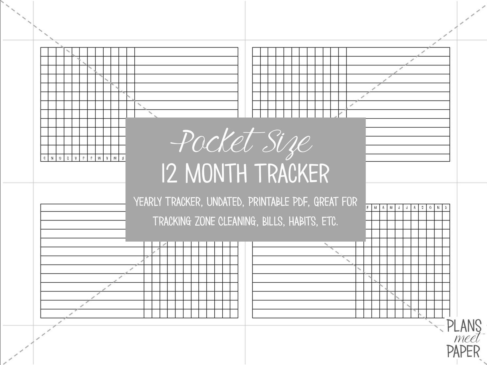 PRINTABLE Pocket Size 12 Month Tracker Great for Tracking Zone Cleaning ...
