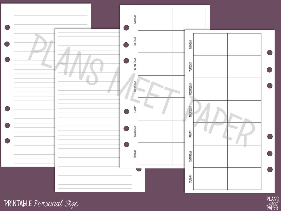 PRINTABLE Personal Size Planner Basics Insert Pack Clean - Etsy