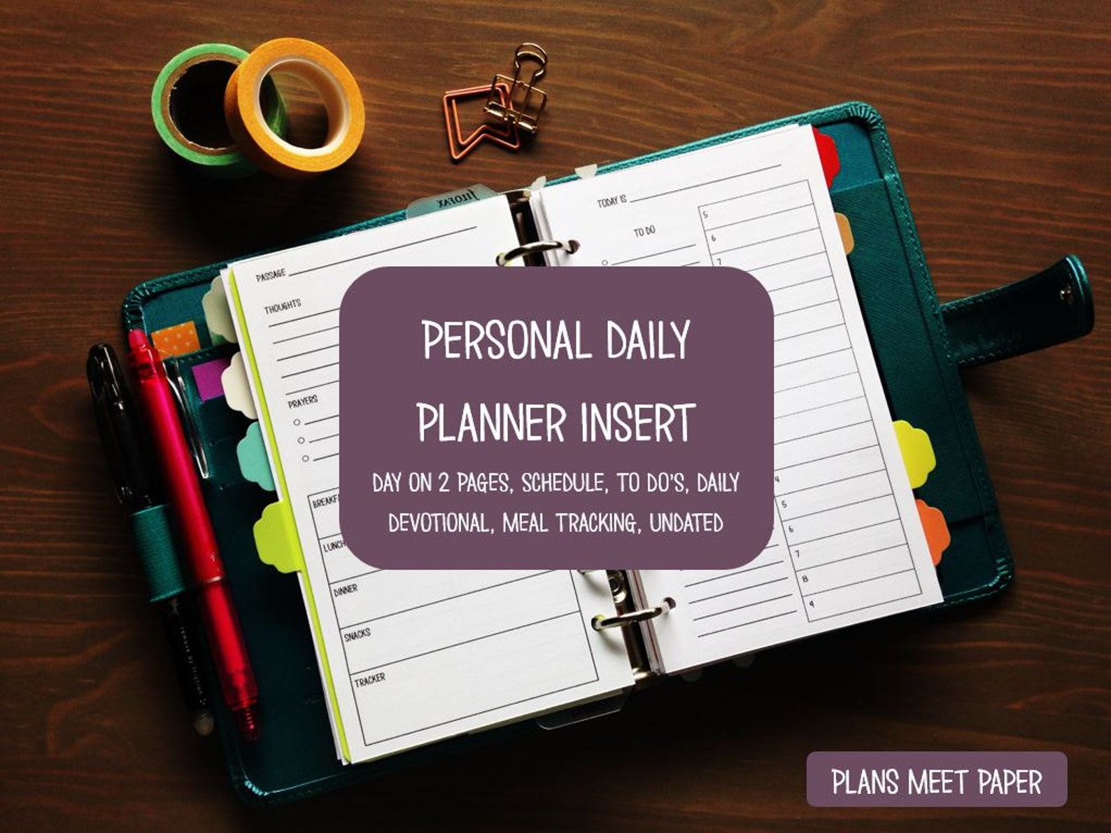 PRINTABLE Personal Day on Two Pages Insert, Schedule, to Do's ...