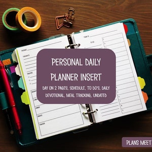 PRINTABLE Personal Day on Two Pages Insert, Schedule, to Do's ...