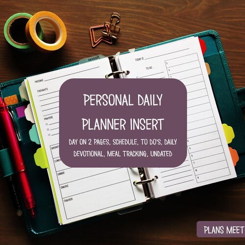 PRINTABLE Personal Day on Two Pages Insert Schedule to | Etsy
