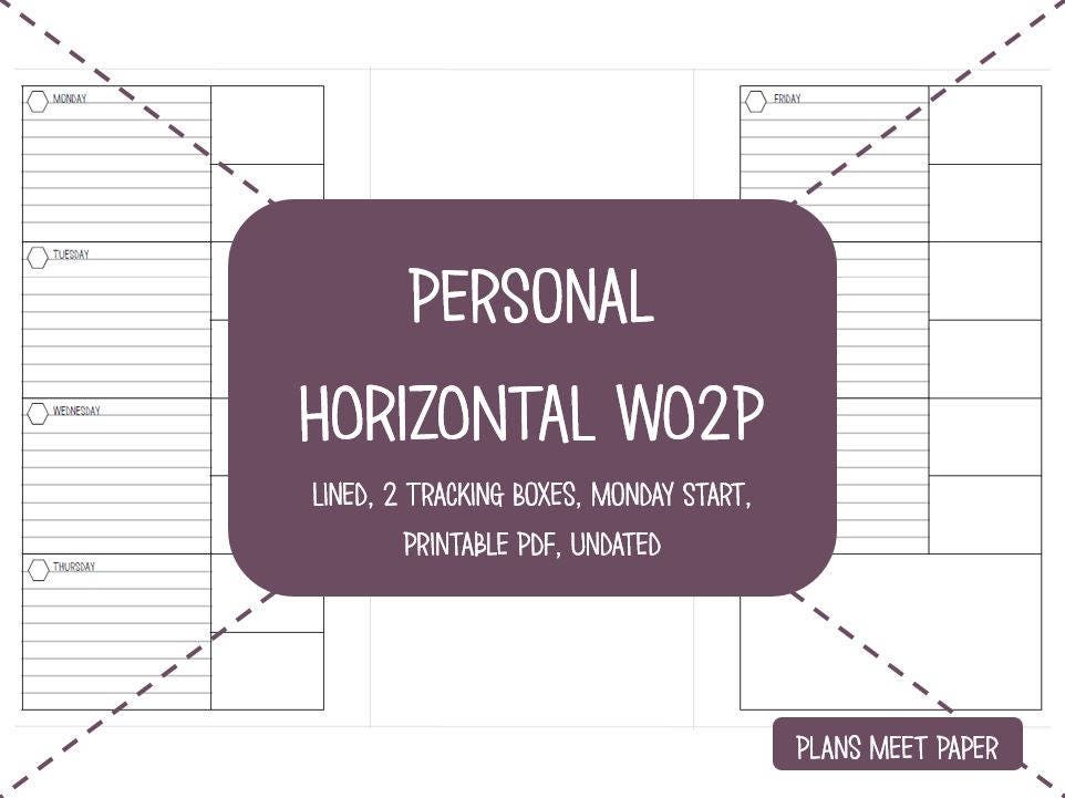 PRINTABLE Personal Weekly Planner Insert Lined Horizontal - Etsy
