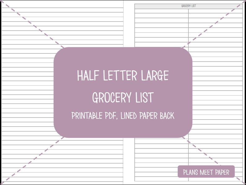 PRINTABLE Half Letter Large Grocery List Insert - Etsy