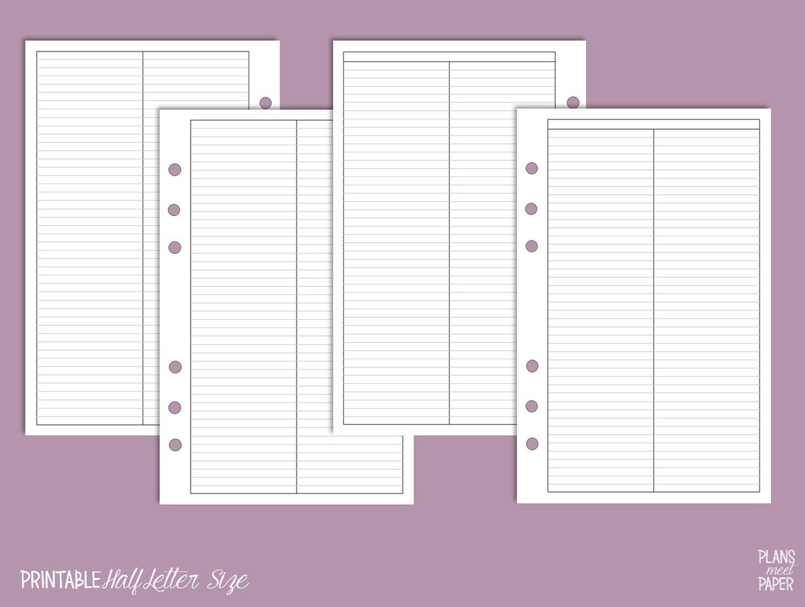 PRINTABLE Half Letter Size Planner Basics Insert Pack Clean ...