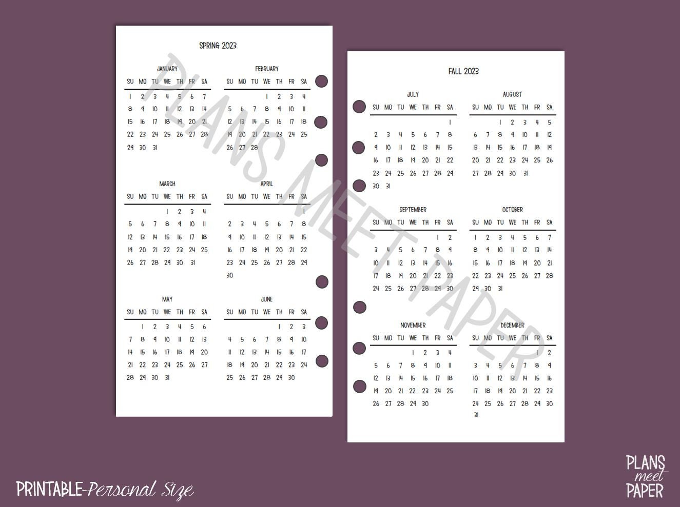 PRINTABLE Personal 2023 Year at a Glance - Etsy