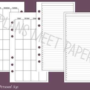 PRINTABLE Personal Size Planner Basics Insert Pack Clean - Etsy