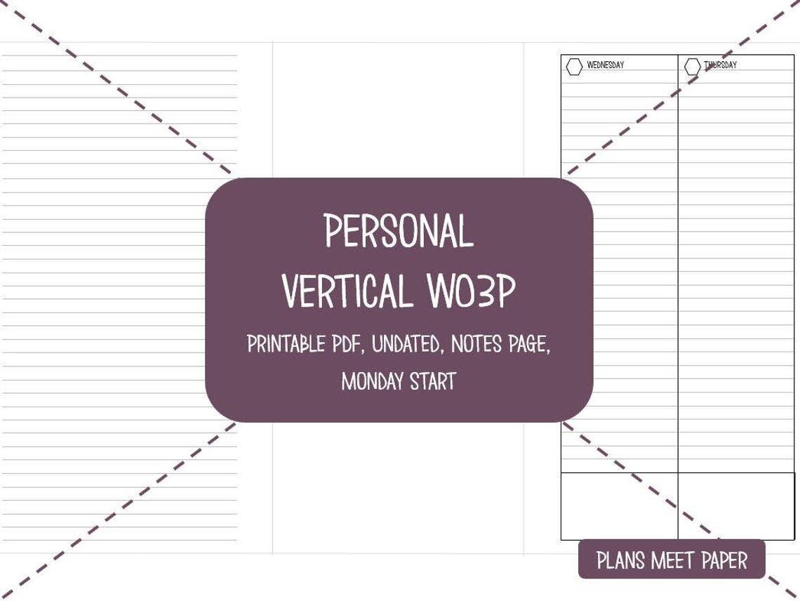 PRINTABLE Personal Week on 3 Pages Insert Monday Start With Notes Page ...