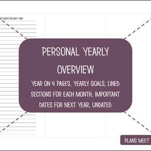 PRINTABLE Personal Yearly Overview, Undated - Etsy