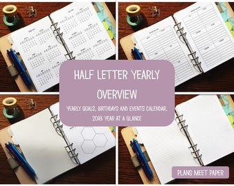 PRINTABLE Half Letter 2020 Year at a Glance | Etsy