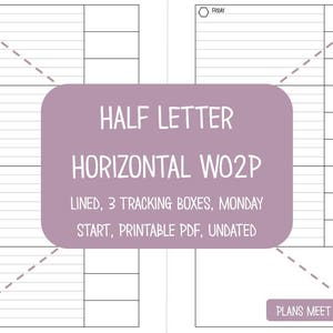 PRINTABLE Weekly Planner Insert, Half Letter Horizontal Week on 2 Pages ...