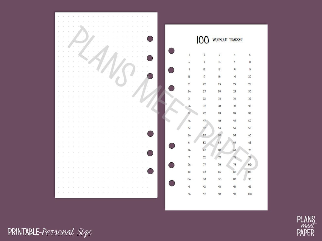 PRINTABLE Personal 100 Workout Tracker - Etsy