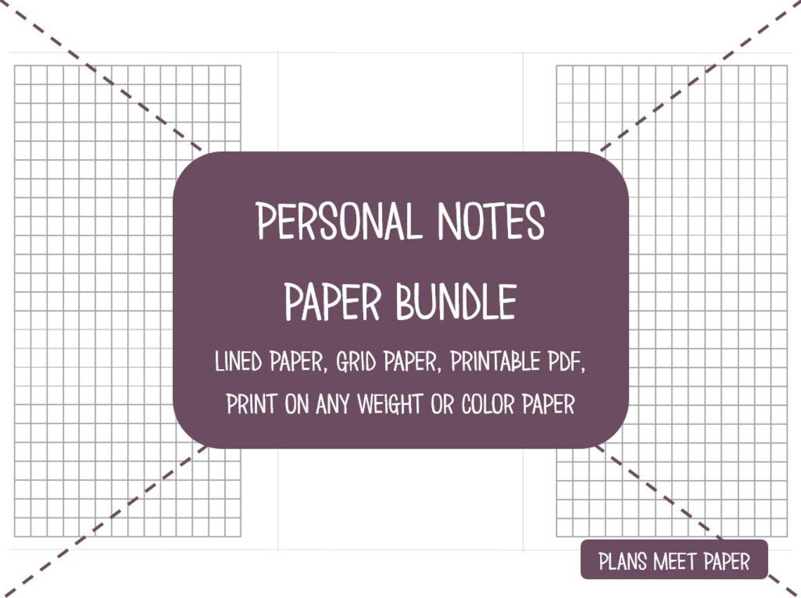 PRINTABLE Personal Notes Paper Bundle Lined and Grid Paper - Etsy