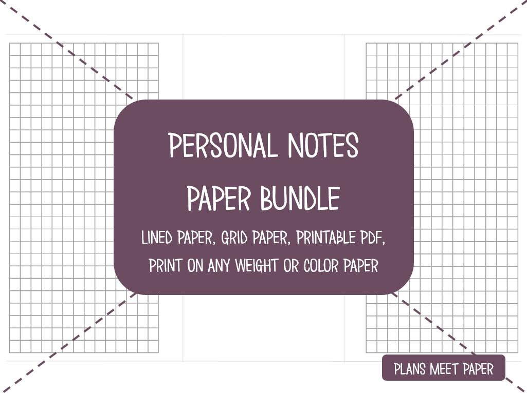 PRINTABLE Personal Notes Paper Bundle, Lined and Grid Paper - Etsy