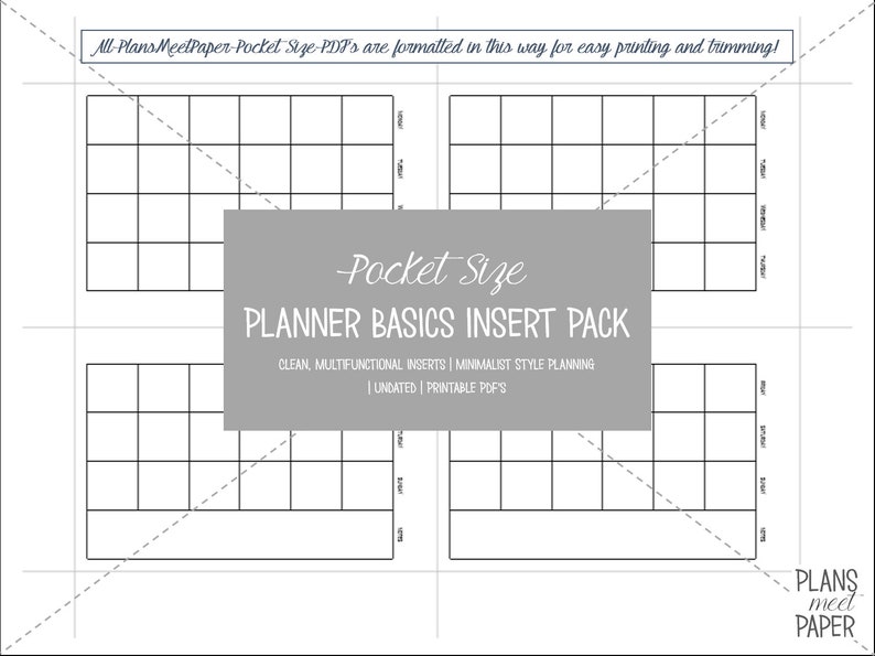 PRINTABLE Pocket Size Planner Basics Insert Pack | Clean ...