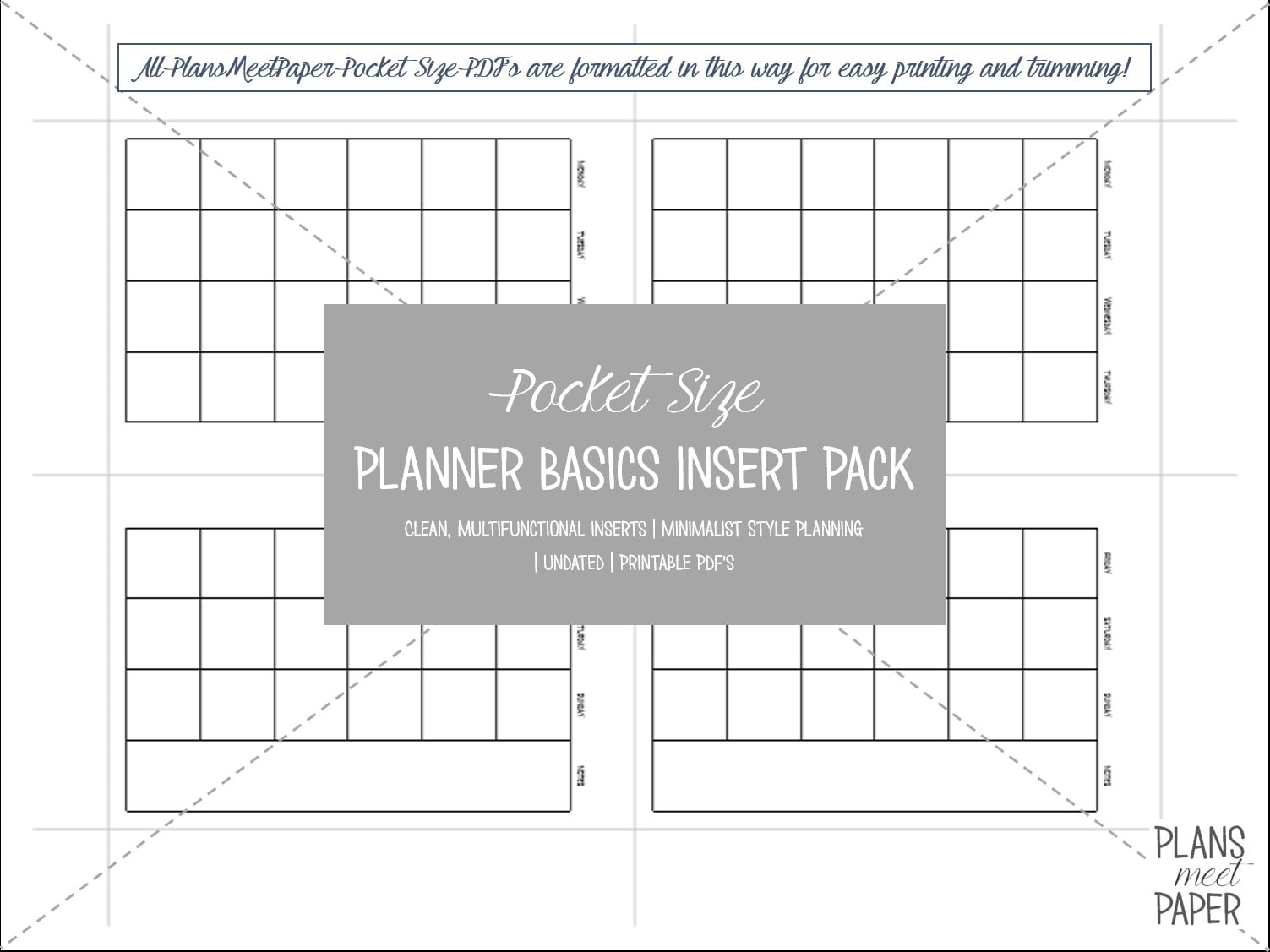 PRINTABLE Pocket Size Planner Basics Insert Pack | Clean ...