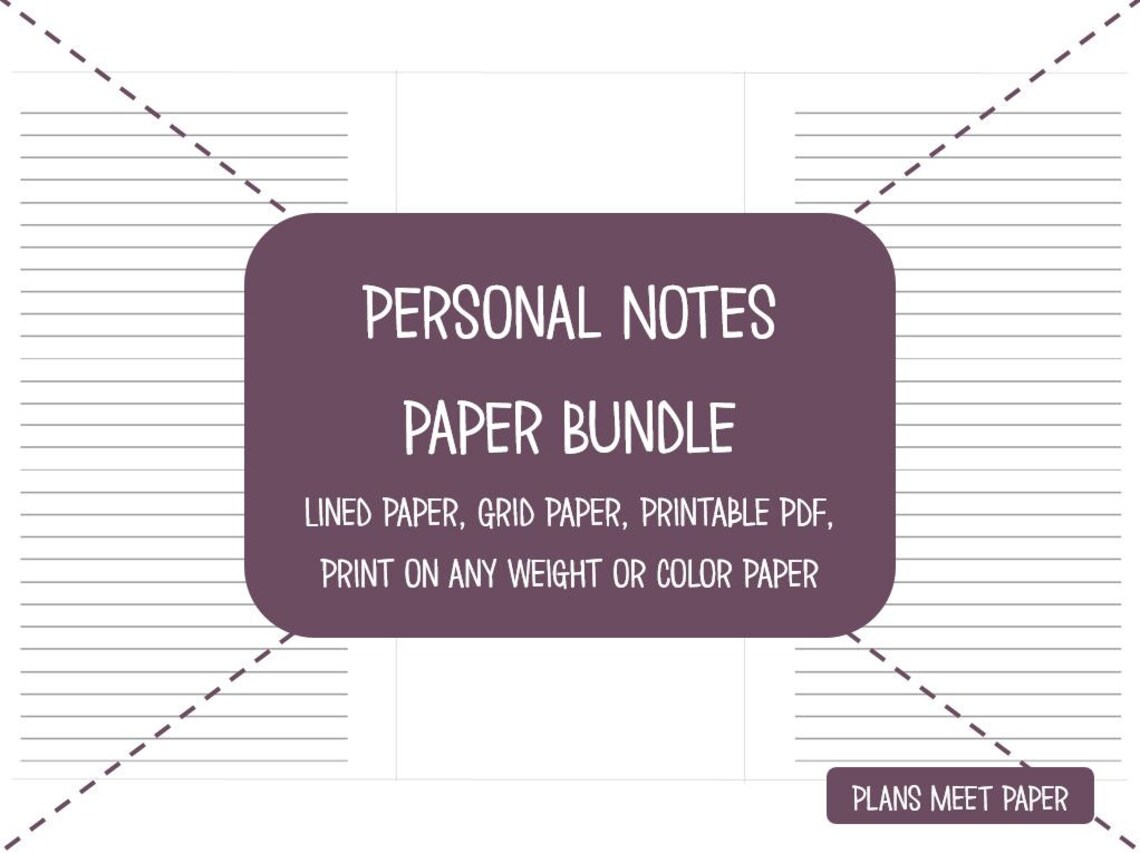 PRINTABLE Personal Notes Paper Bundle Lined and Grid Paper - Etsy