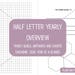 PRINTABLE Half Letter Yearly Overview, Goals, Birthdays and Events ...