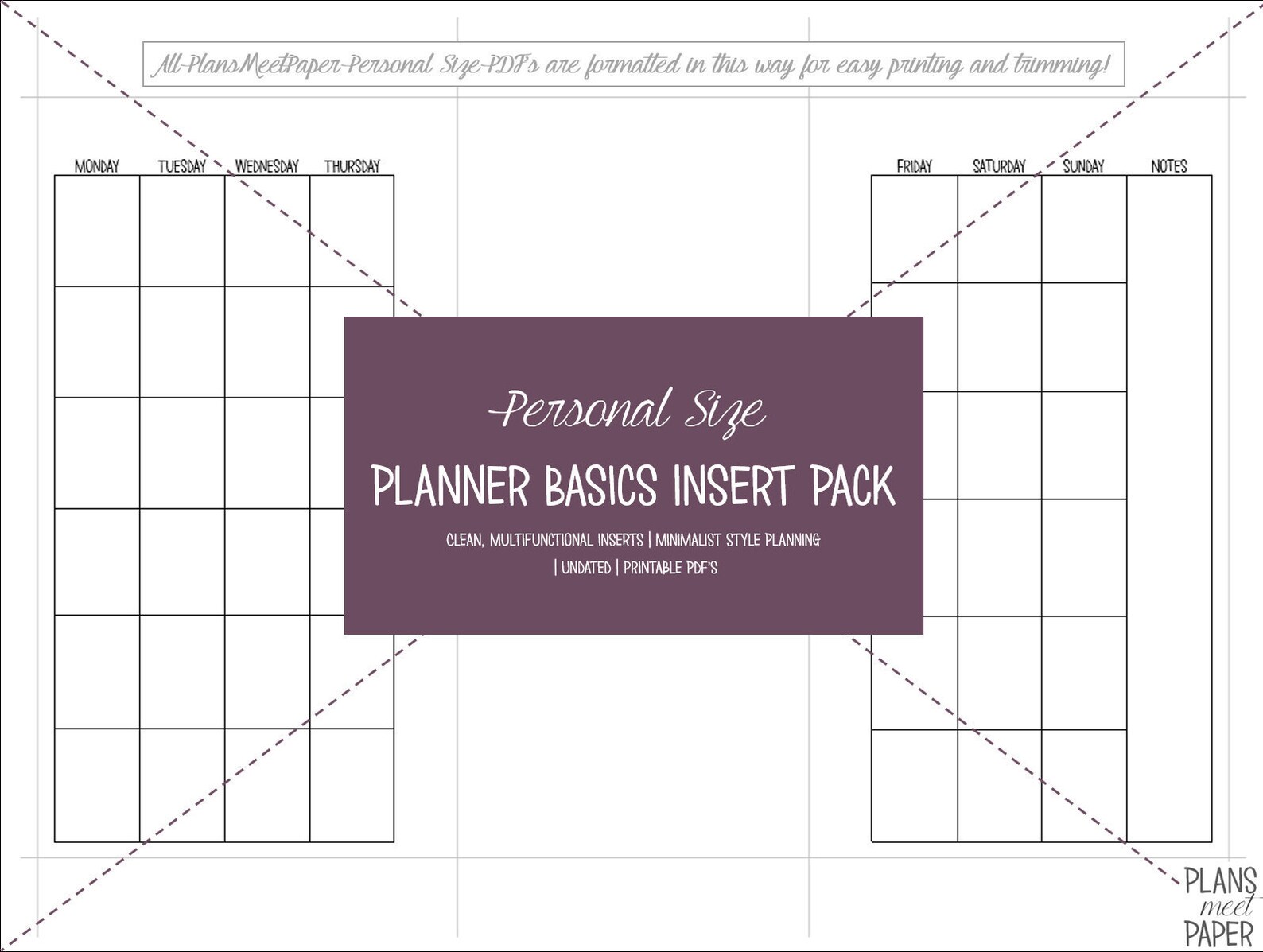 PRINTABLE Personal Size Planner Basics Insert Pack | Clean ...