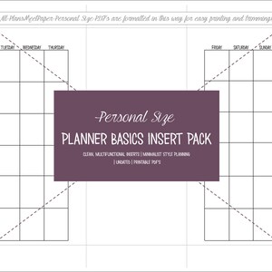 PRINTABLE Personal Size Planner Basics Insert Pack Clean - Etsy