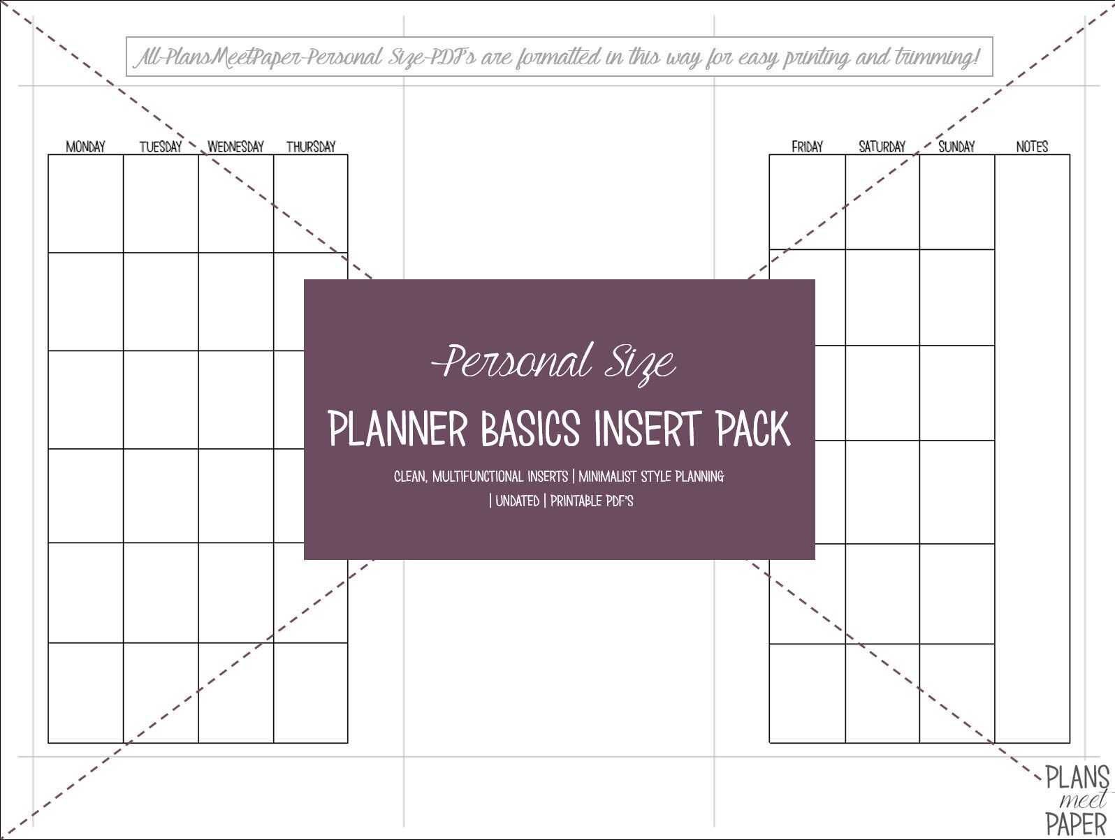 PRINTABLE Personal Size Planner Basics Insert Pack Clean - Etsy