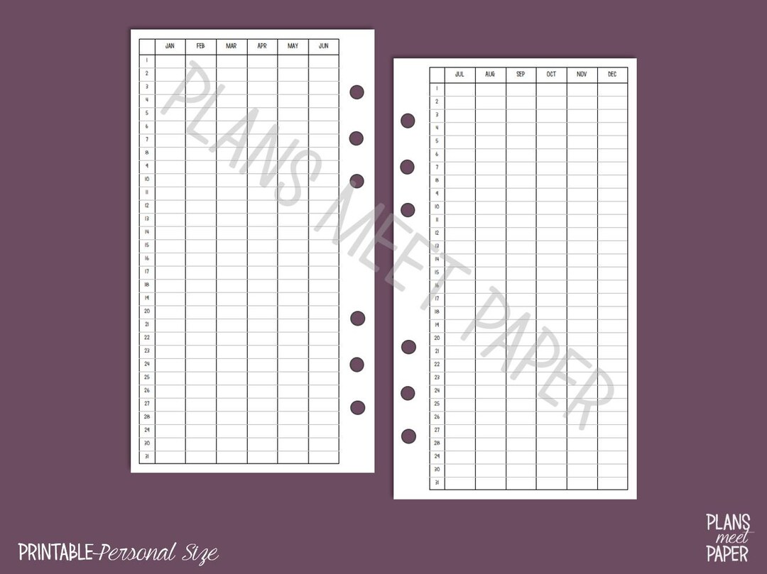PRINTABLE Personal Year on 2 Page Tracker - Etsy