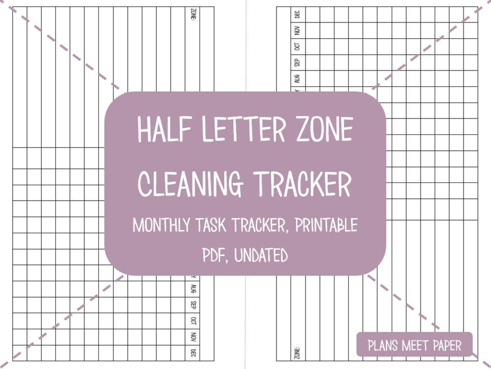PRINTABLE Half Letter Zone Cleaning Monthly Tracker - Etsy