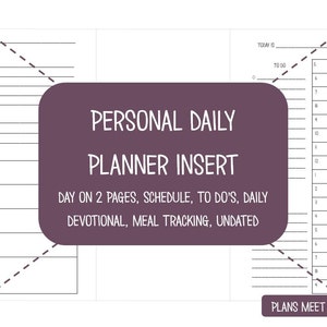 PRINTABLE Personal Day on Two Pages Insert, Schedule, to Do's ...