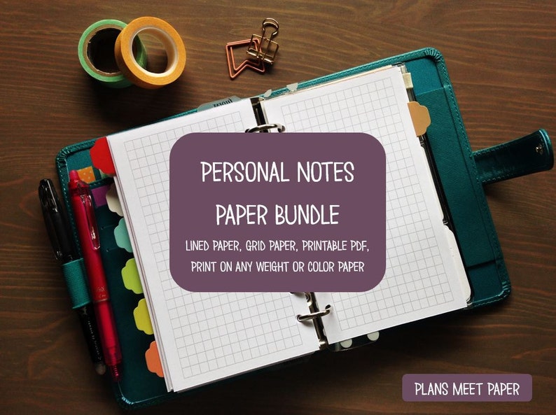 PRINTABLE Personal Notes Paper Bundle, Lined and Grid Paper - Etsy
