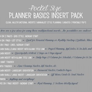 PRINTABLE Pocket Size Planner Basics Insert Pack | Clean ...