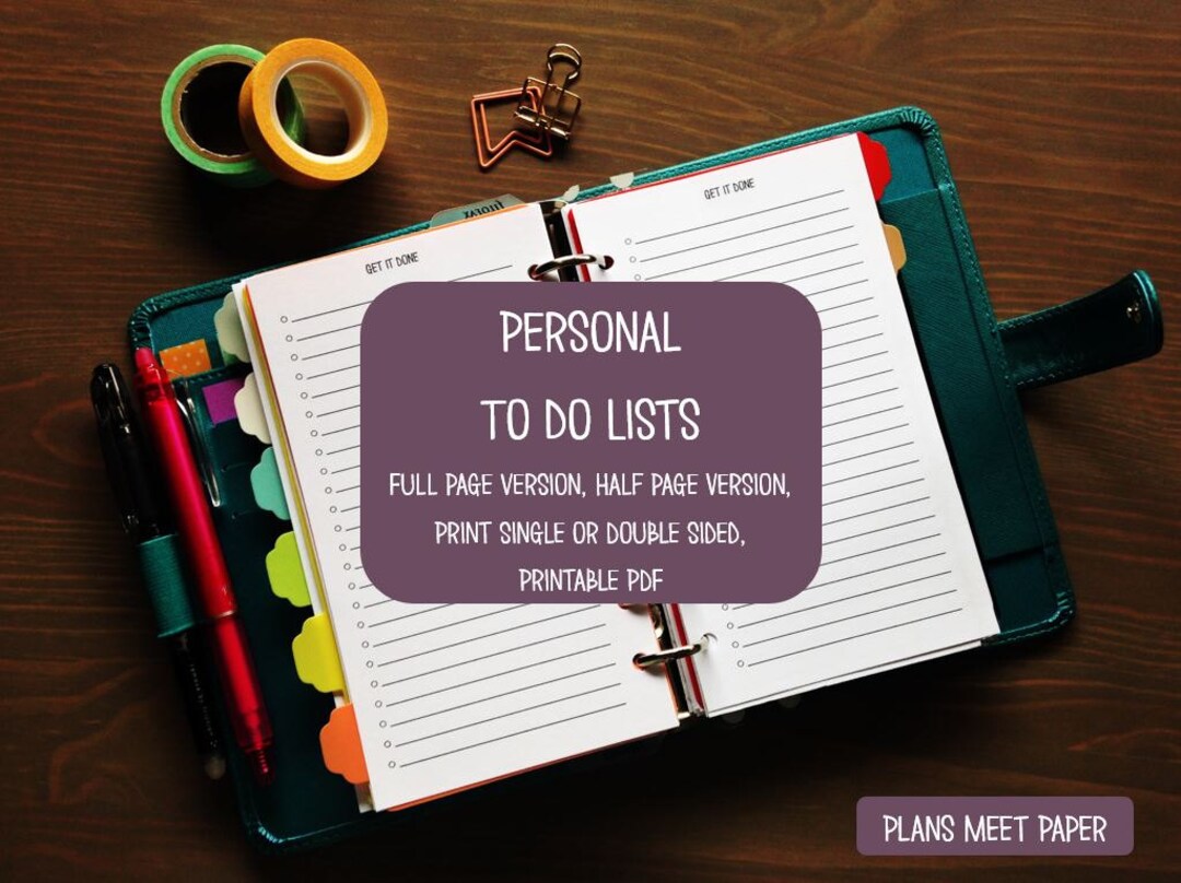 PRINTABLE Personal to Do List Pack - Etsy
