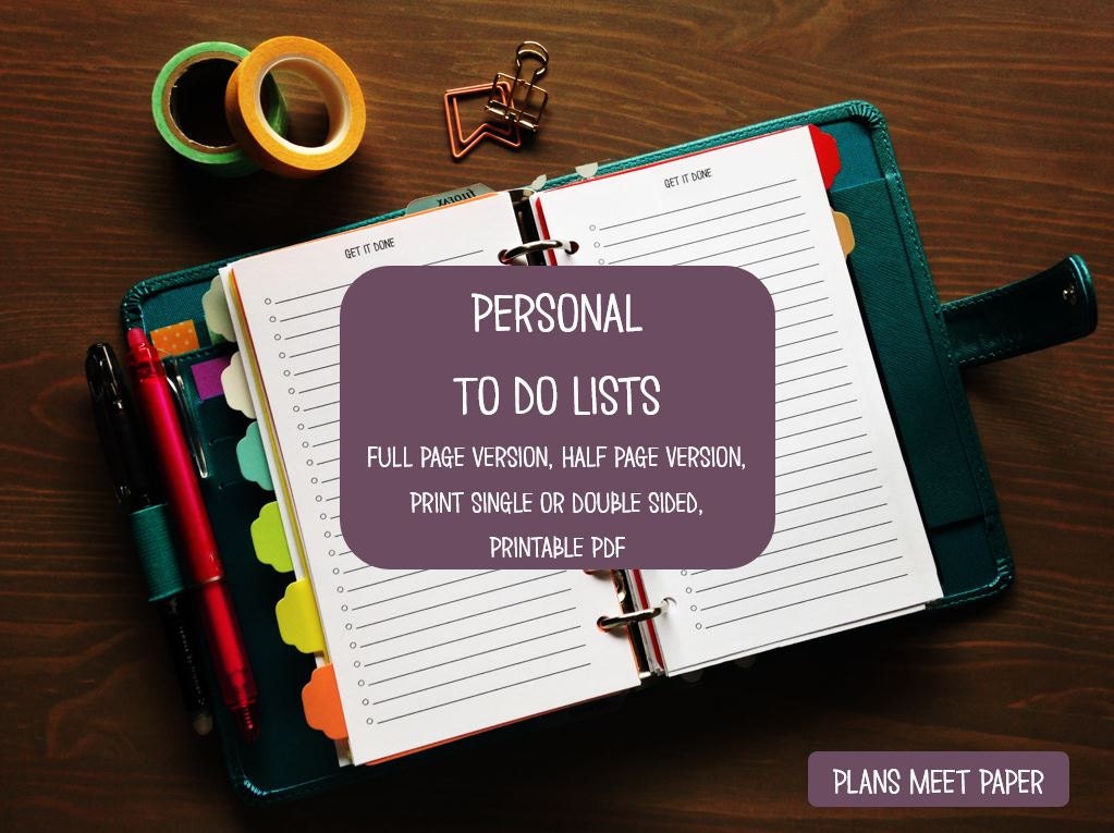 PRINTABLE Personal to Do List Pack - Etsy
