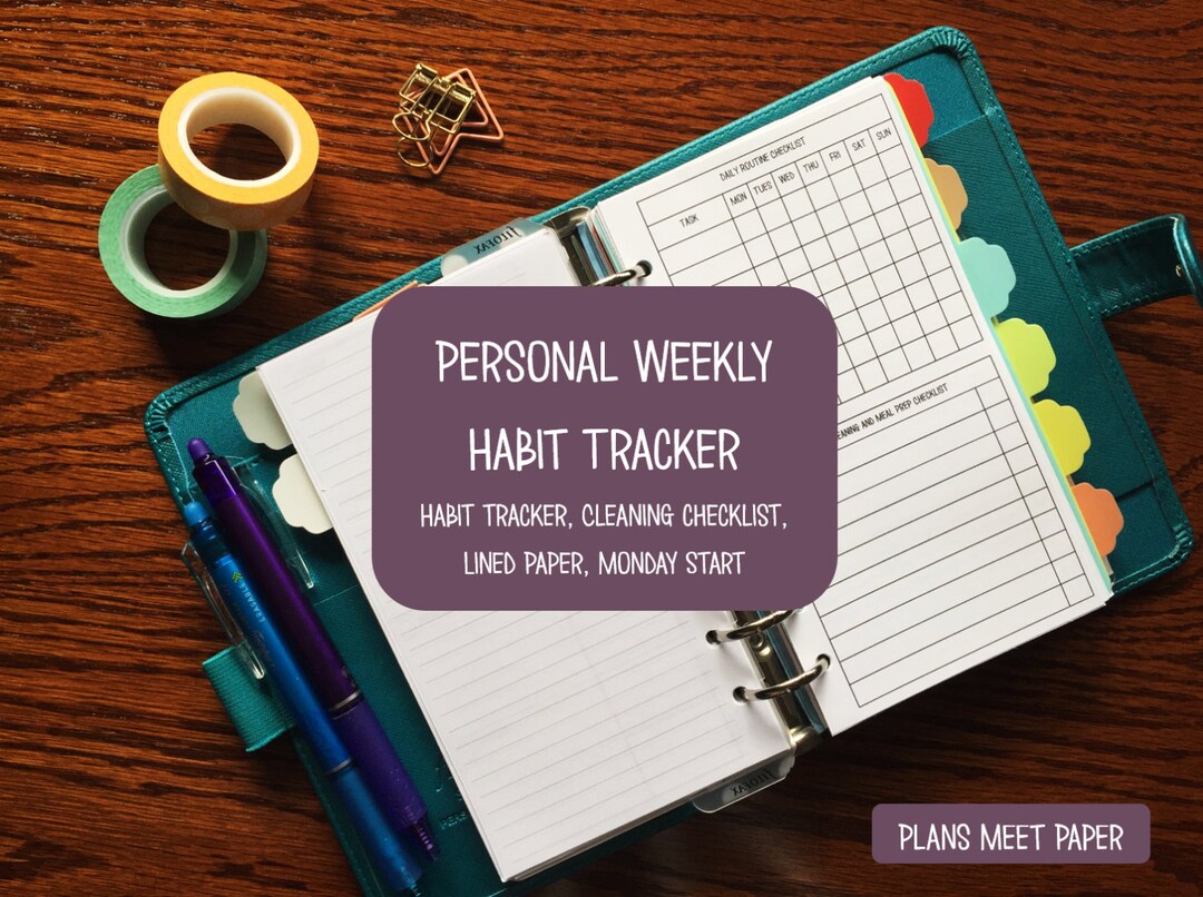 PRINTABLE Personal Habit Tracker and Weekly Cleaning Schedule With ...