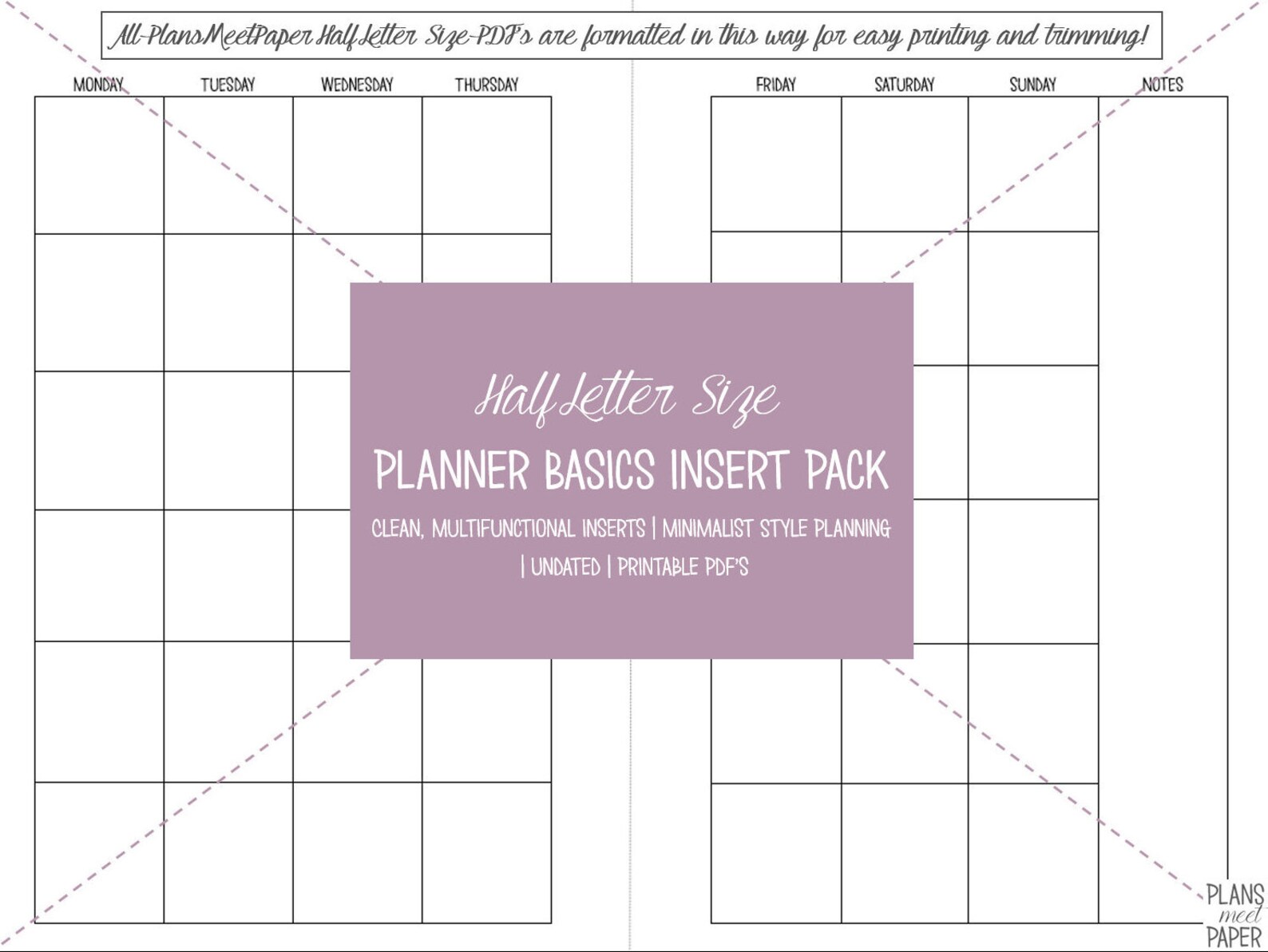 PRINTABLE Half Letter Size Planner Basics Insert Pack Clean ...