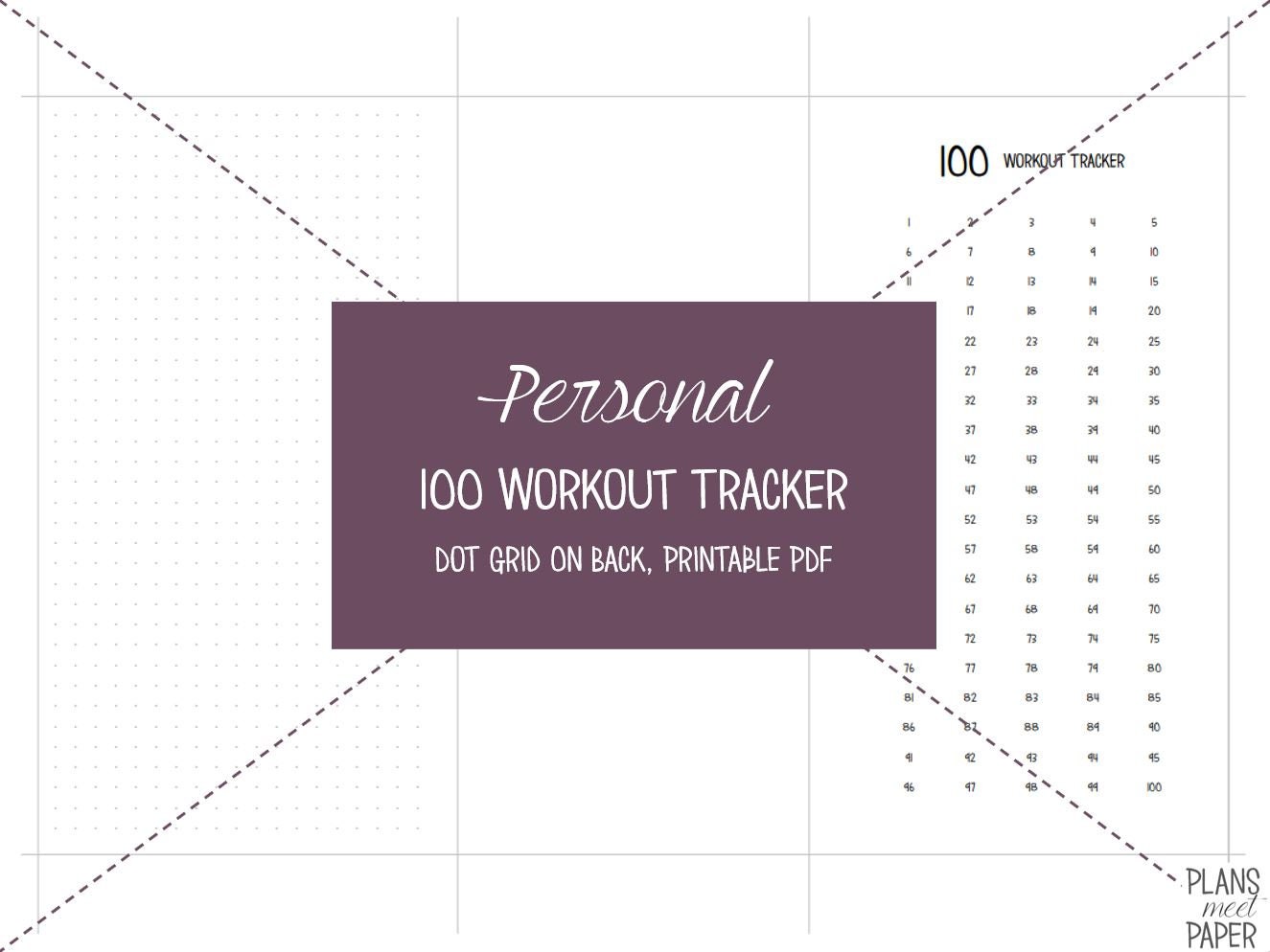 PRINTABLE Personal 100 Workout Tracker - Etsy