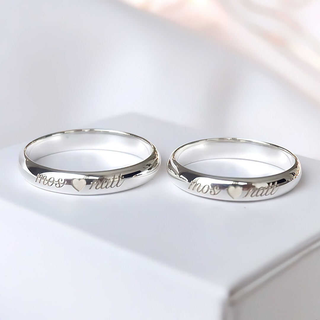 Personalized 3mm Sterling Silver Ring, Engraved Band Ring, Stackable ...