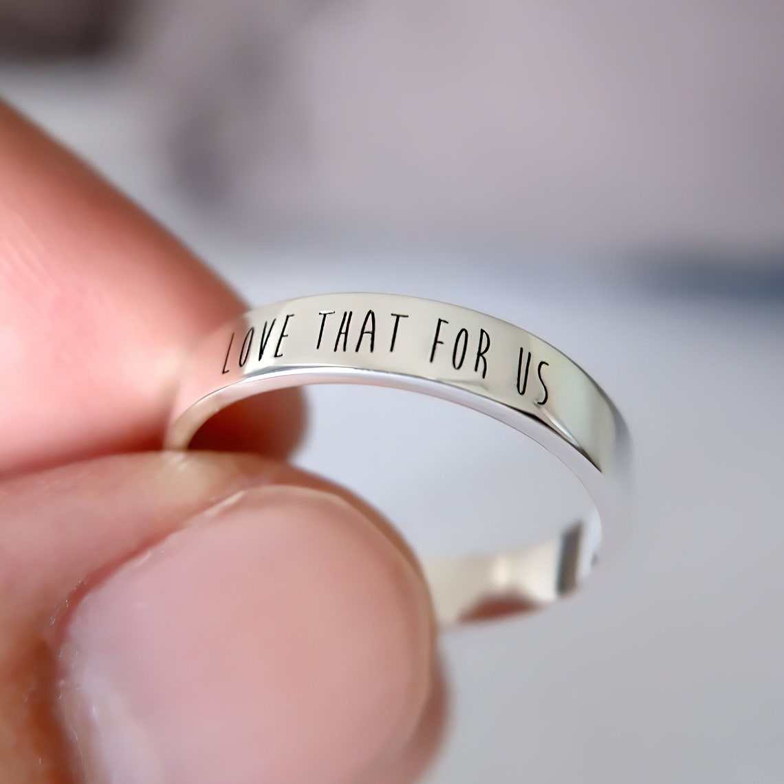 Personalized 3mm Sterling Silver Ring Inside Engraved Ring - Etsy
