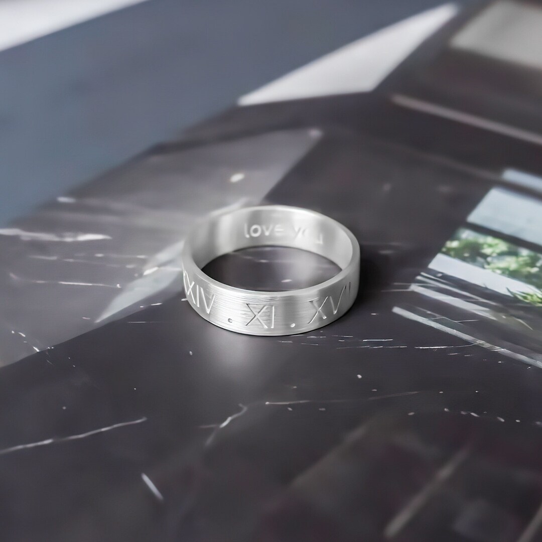 Custom Roman Numeral Rings, Personalized Ring for Men, Wedding Bands ...
