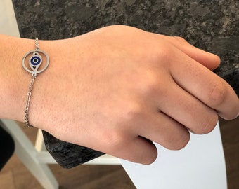 Evil Eye Bracelet Black White Gold - Etsy