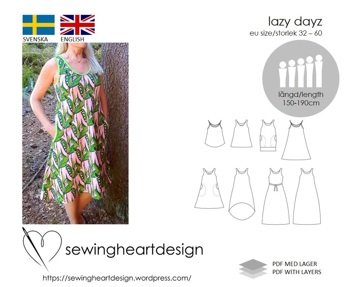 PDF Pattern. Lazy Dayz. Size 32-60 - Etsy Sweden