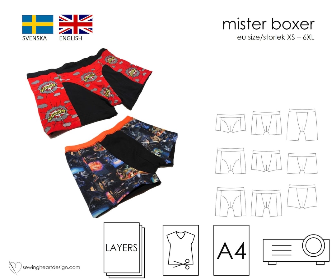 PDF Pattern. Mister Boxer Underwear. Size XS - 6XL - Etsy