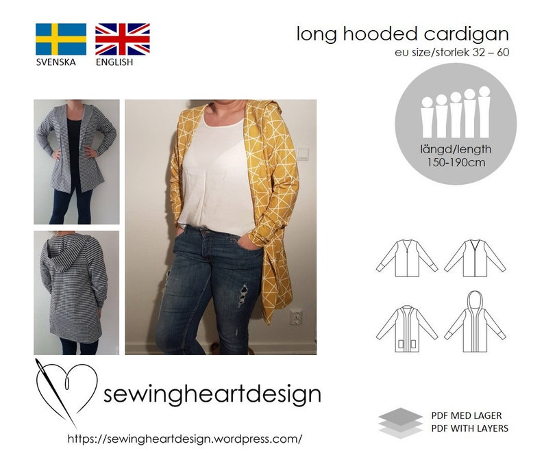 PDF Pattern. Long Hooded Cardigan. Size 32-60 - Etsy