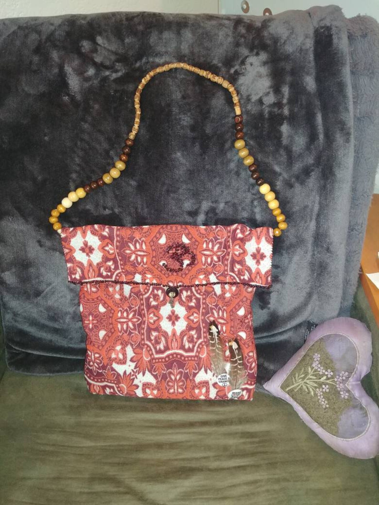 Funky Handmade bag 70's material | Etsy