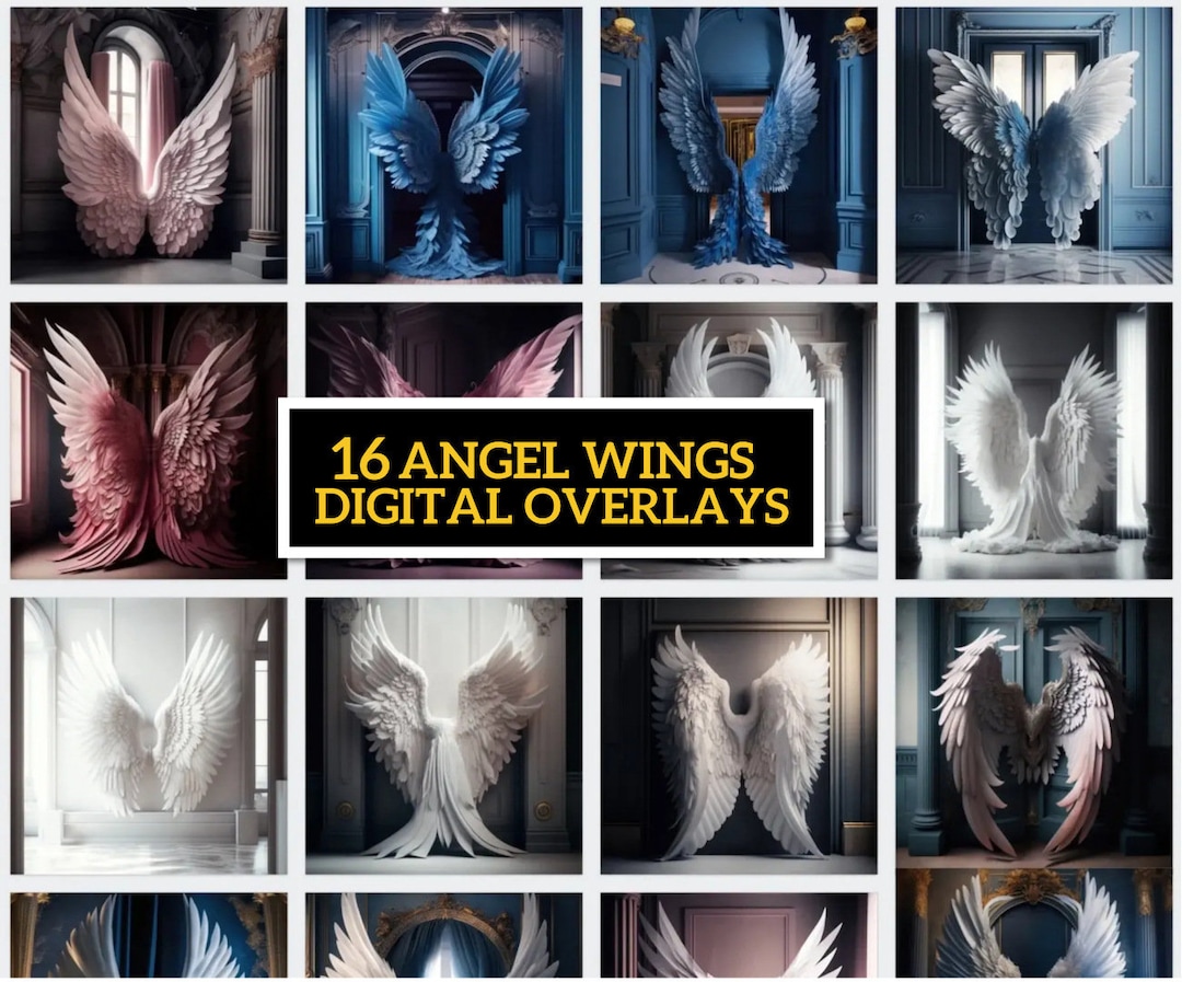 16 Angel Wings Digital Backgrounds, Maternity Backdrop Overlays ...